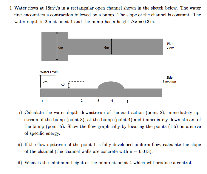 Solved Water flows at 18m^3/s in a rectangular open channel | Chegg.com