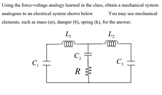 Solved Using the force-voltage analogy learned in the class, | Chegg.com
