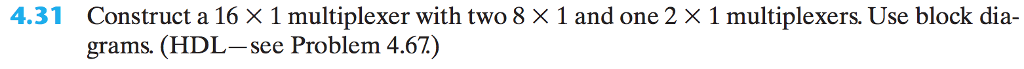 Solved 4.31 Construct a 16 × 1 multiplexer with two 8 × 1 | Chegg.com