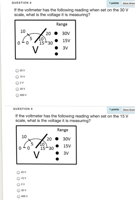 Solved If the voltmeter has the following reading when set | Chegg.com