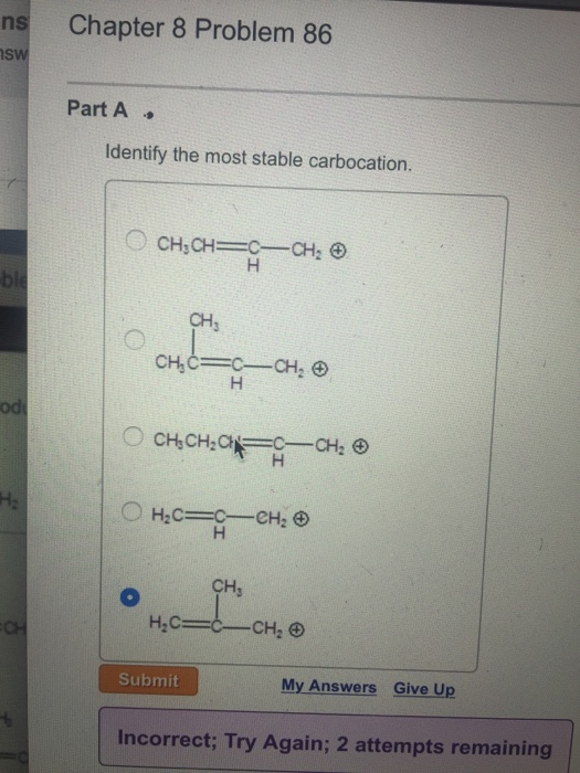 Solved Identify the most stable carbocation. | Chegg.com