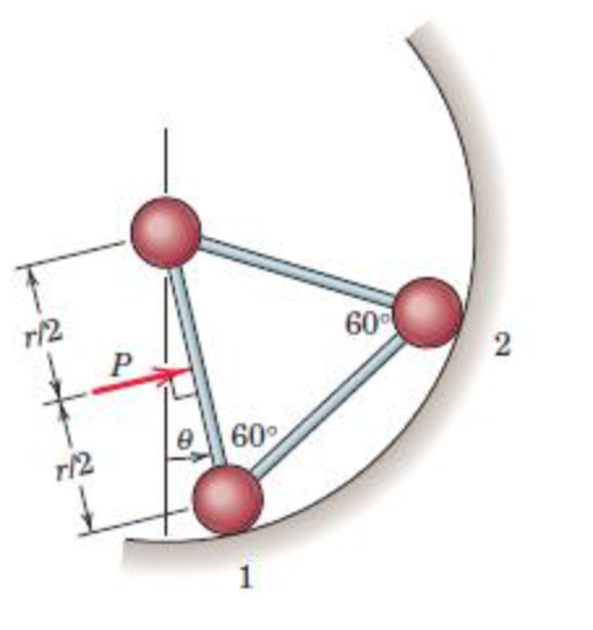 Solved The Three Small Spheres Each Of Mass M 068 Kg