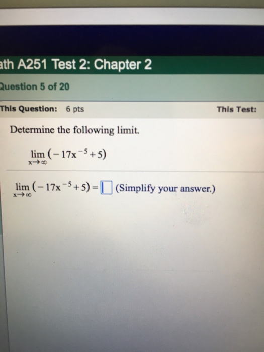 Solved Determine the following limit. Lim x rightarrow | Chegg.com