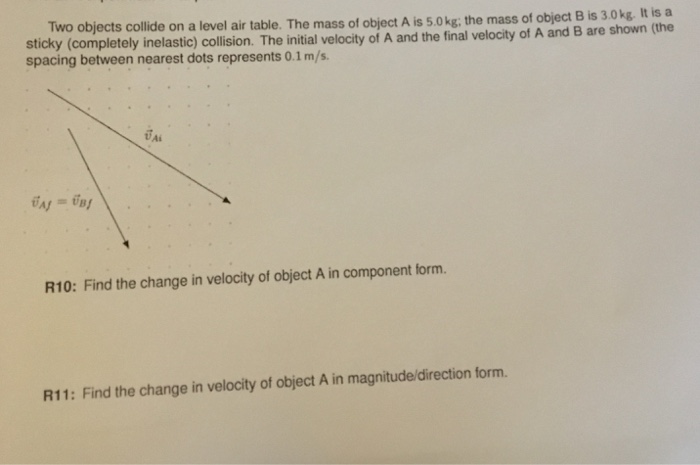 Solved Two objects collide on a level air table. The mass of | Chegg.com