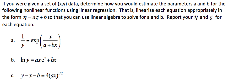 Solved If you were given a set of (x,y) data, determine how | Chegg.com