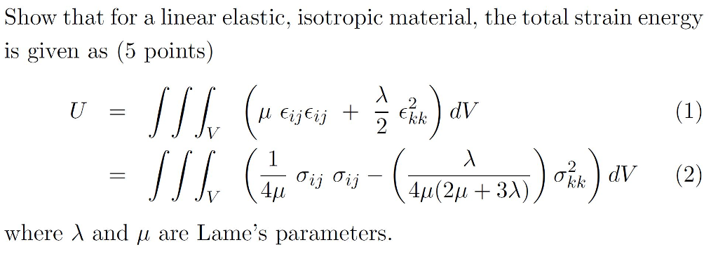 Show that for a linear elastic, isotropic material, | Chegg.com