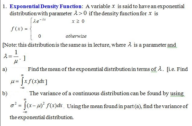 Solved A variable x is said to have an exponential | Chegg.com
