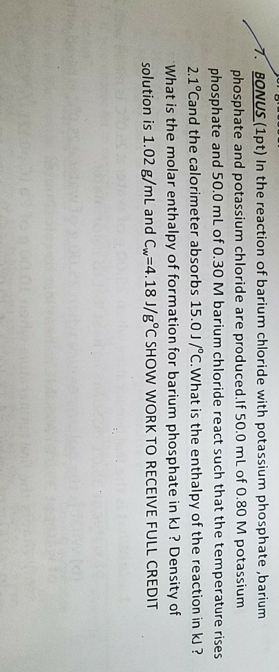 Solved BONUS (1pt) In the reaction of barium chloride with | Chegg.com