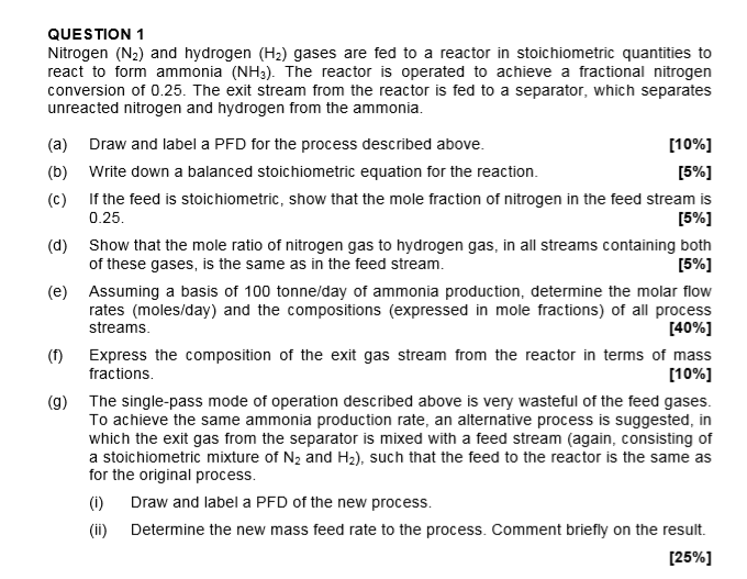 Solved QUESTION 1 Nitrogen (N2) and hydrogen (H2) gases are | Chegg.com