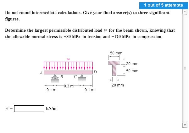 Solved Determine the largest permissible distributed load w | Chegg.com