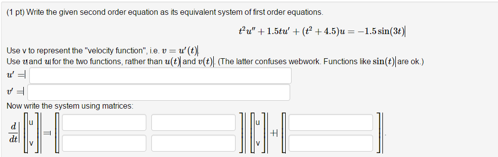 Solved Write the given second order equation as its | Chegg.com