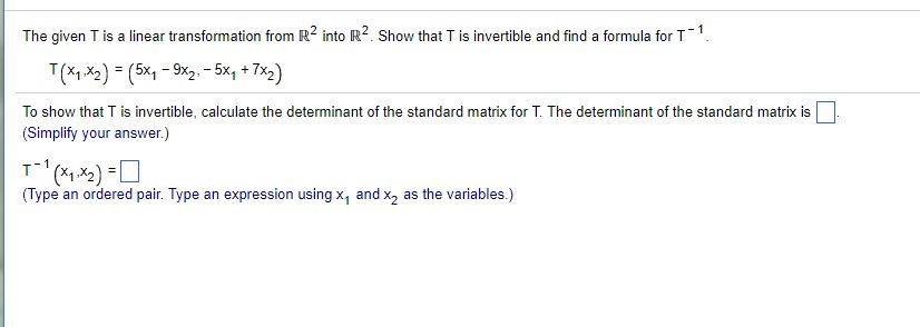 Solved The given T is a linear transformation from R2 into | Chegg.com