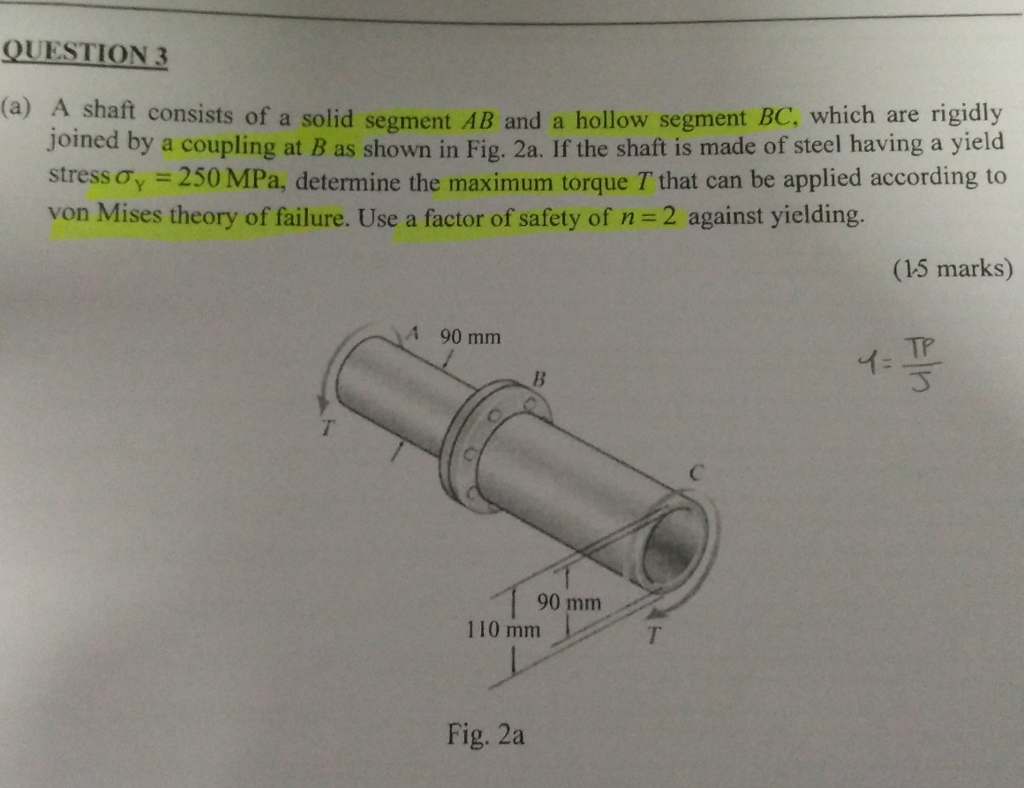 Solved A shaft consists of a solid segment AB and a hollow | Chegg.com