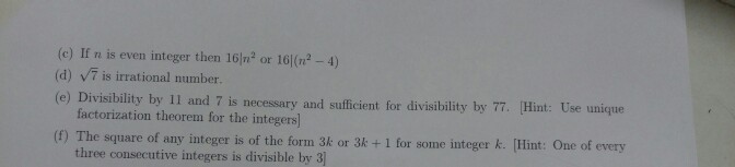 Solved (c) If n is even integer then 16 n2 or 161(n2-4) (d) | Chegg.com