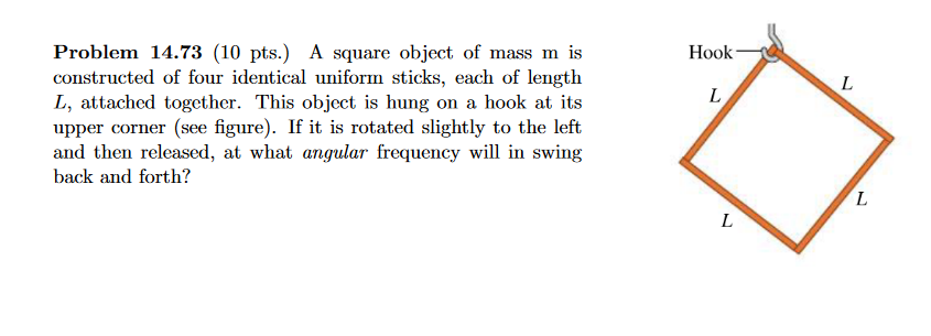Solved A square object of mass m is constructed of four | Chegg.com