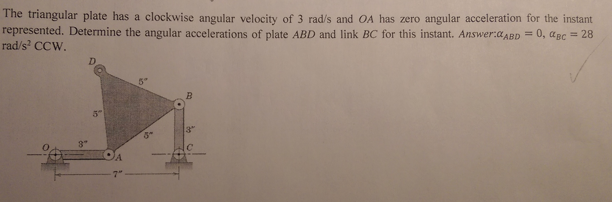 Solved The triangular plate has a clockwise angular velocity | Chegg.com