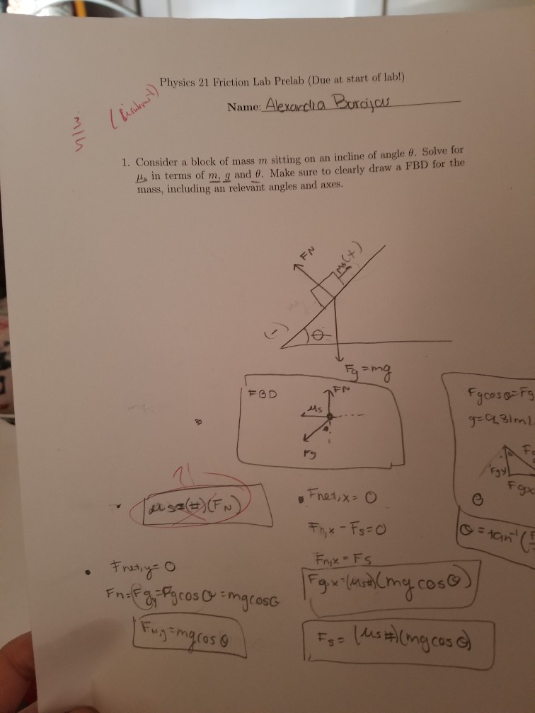 Solved Physics 21 Friction Lab Prelab (Due at start of labl) | Chegg.com