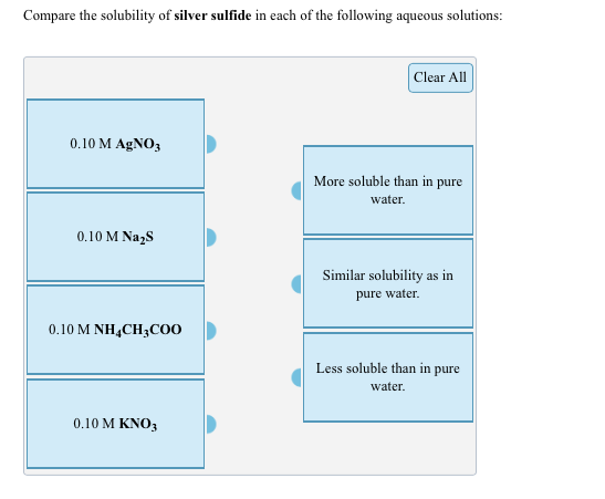 Solved Compare the solubility of silver sulfide in each of | Chegg.com