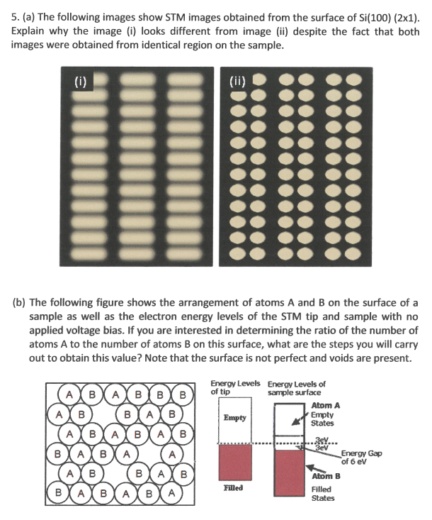 5. (a) The following images show STM images obtained | Chegg.com