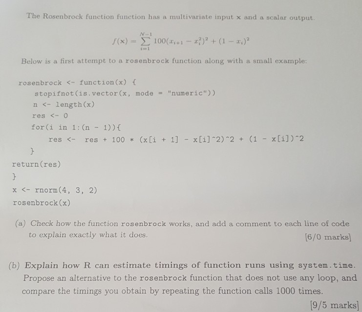 Solved The Rosenbrock function function has a multivariate | Chegg.com