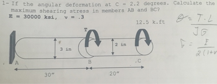 Solved If the angular deformation at C = 2.2 degrees. | Chegg.com