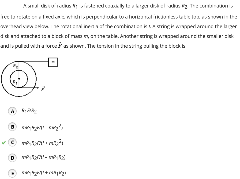 Solved A small disk of radius R_1 is fastened coaxially to a | Chegg.com Solved A small disk of radius R_1 is fastened coaxially to a | Chegg.com