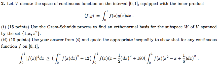 Solved 2. Let V denote the space of continuous function on | Chegg.com