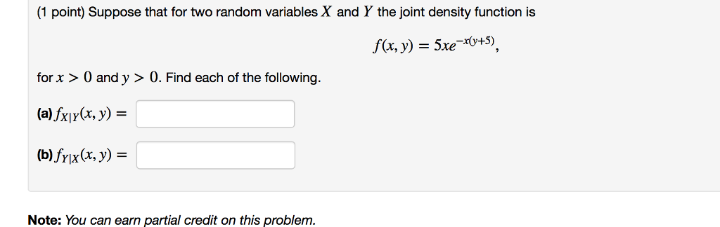 Solved 1 Point Suppose That For Two Random Variables X And 