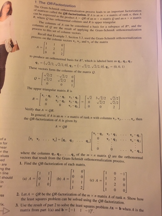 Solved The Gram Schmidt Orthonormalization Process Leads To