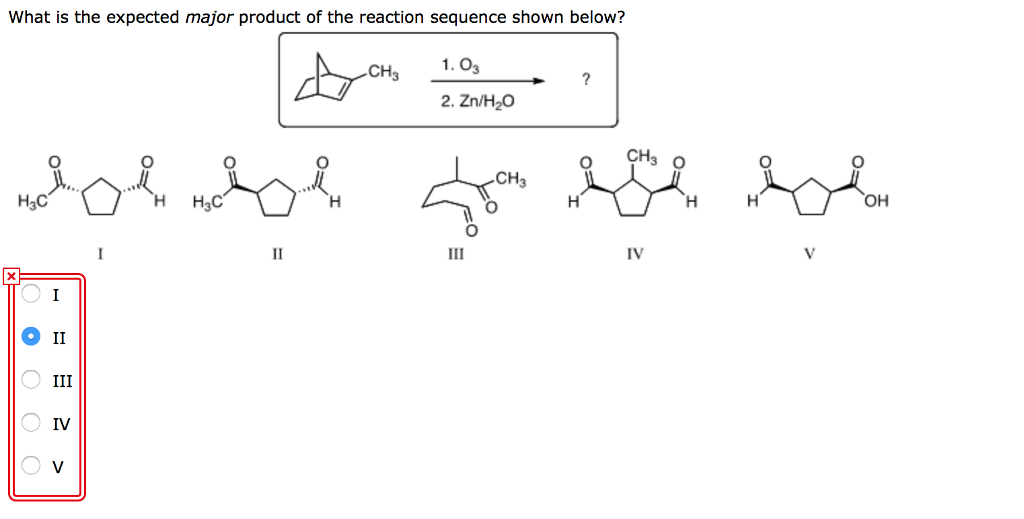 Solved What Is The Expected Major Product Of The Reaction