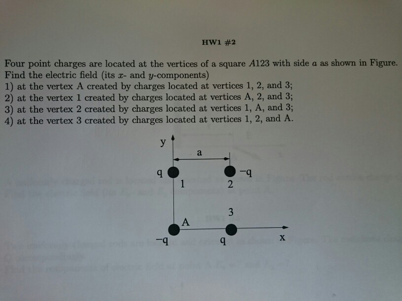 Solved Four point charges are located at the vertices of a | Chegg.com