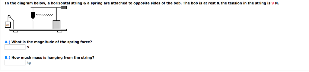 Solved In the diagram below, a horizontal string & a spring | Chegg.com