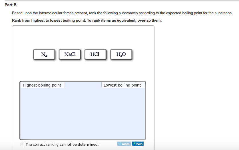 Solved Rank from highest to lowest boiling point. To rank | Chegg.com