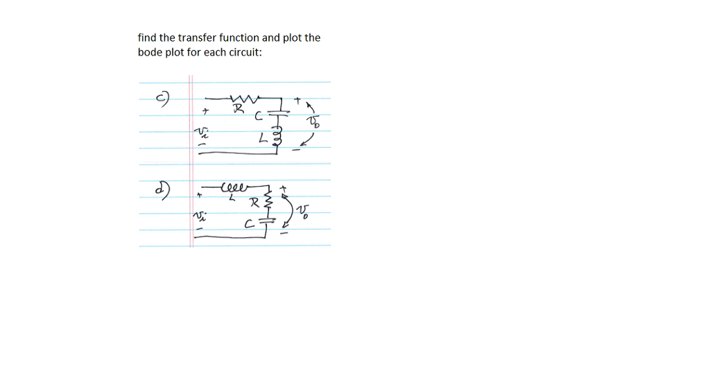 Solved Find the transfer function and plot the bode plot for | Chegg.com