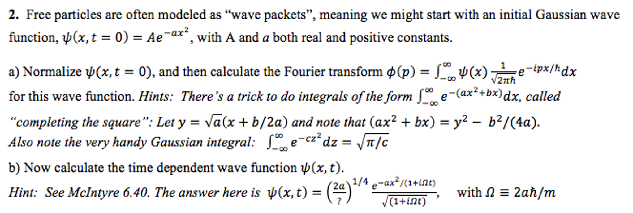 Free particles are often modeled as "wave packets", | Chegg.com
