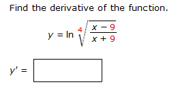 Solved Find the derivative of the function. y = ln ( x + 3 | Chegg.com