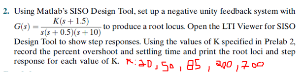 Solved Using Matlabs Siso Design Tool Set Up A Negative