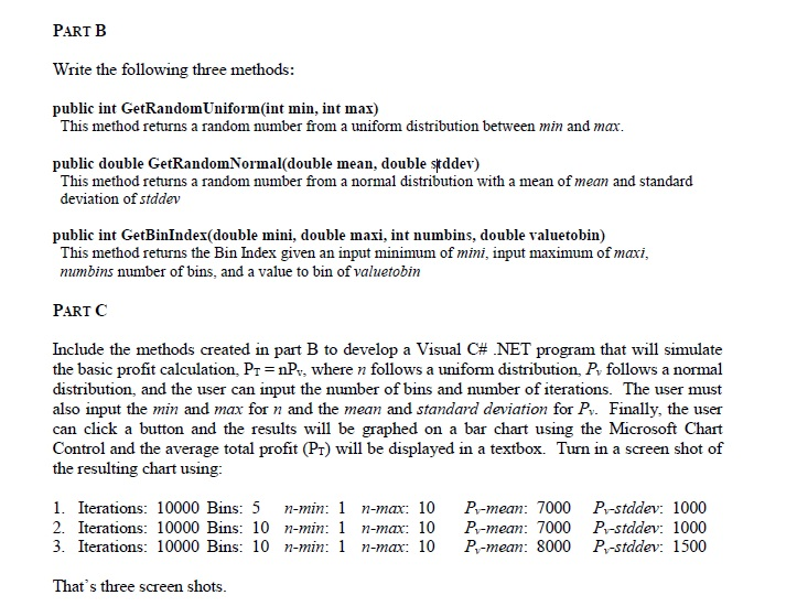 Solved PART B Write the following three methods public int | Chegg.com