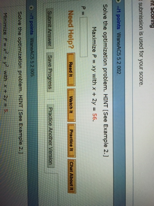 Solved Solve the optimization problem. HINT [See Example 2.] | Chegg.com