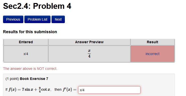 Solved Sec2.4: Problem 4 PreviouS Problem List Next Results | Chegg.com