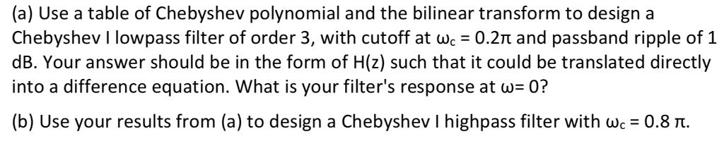 Solved (a) Use a table of Chebyshev polynomial and the | Chegg.com