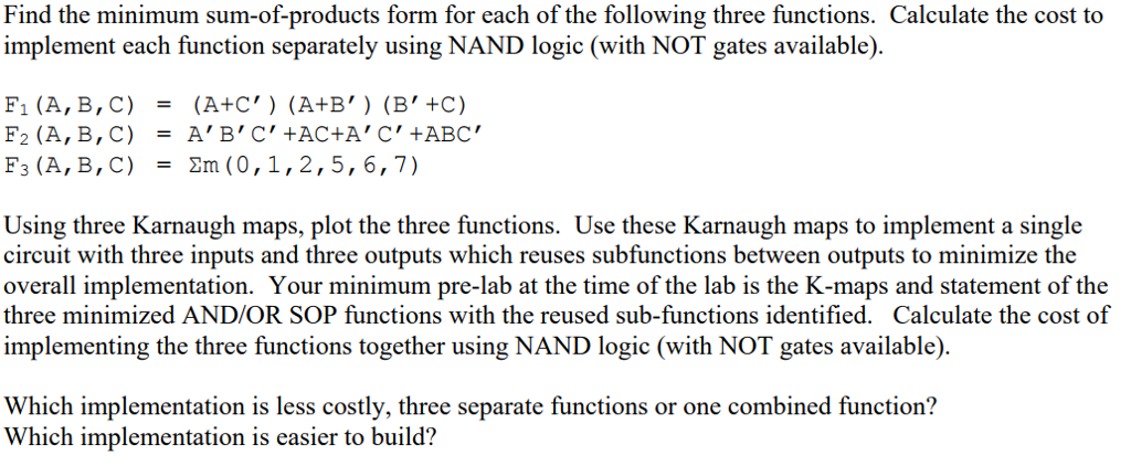 Solved Find the minimum sum-of-products form for each of the | Chegg.com