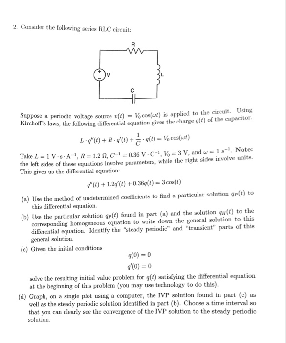 Solved Consider the following series RLC circuit: Suppose a | Chegg.com