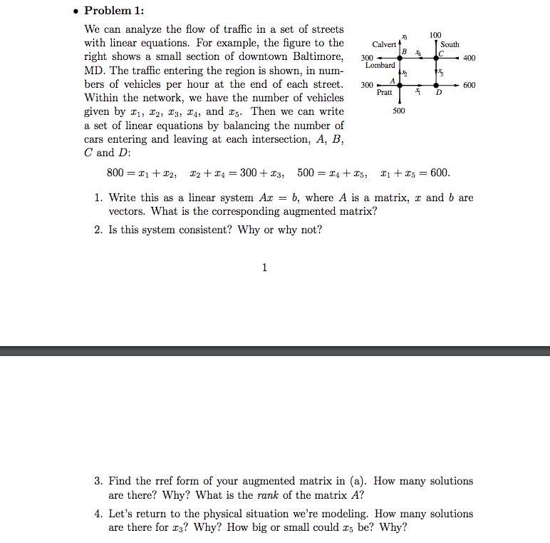Solved » Problem1: We can analyze the flow of traffic in a | Chegg.com