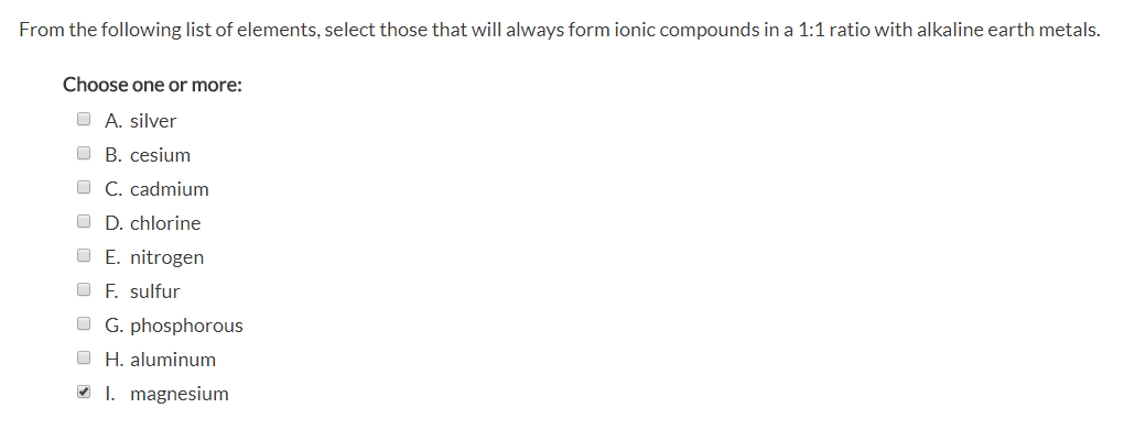 Solved From the following list of elements, select those | Chegg.com