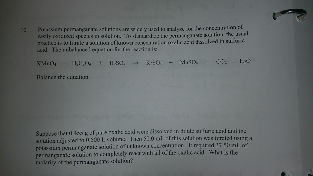 Solved Potassium permanganate solutions are widely used to | Chegg.com