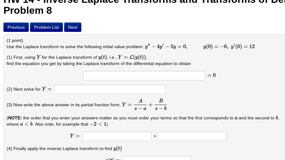 Solved Use The Laplace Transform To Solve The Following
