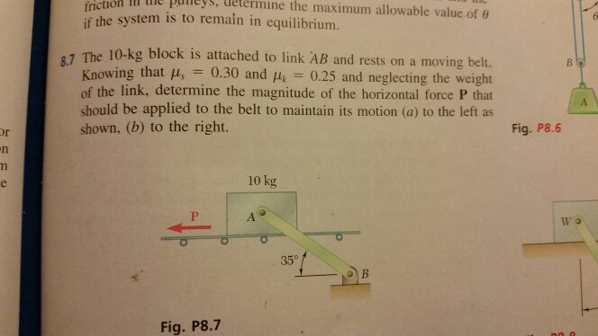 Solved The 10-kg block is attached to link AB and rests on | Chegg.com