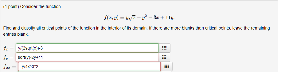 Solved (1 point) Consider the function Find and classify all | Chegg.com