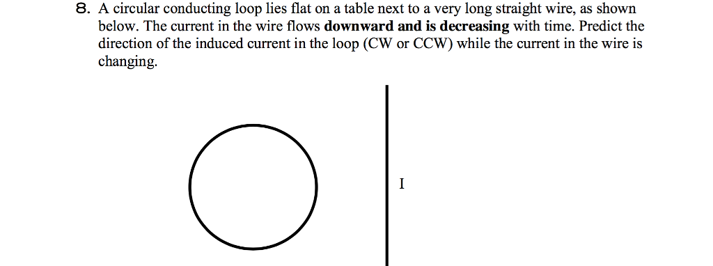 Solved A circular conducting loop lies flat on a table next | Chegg.com